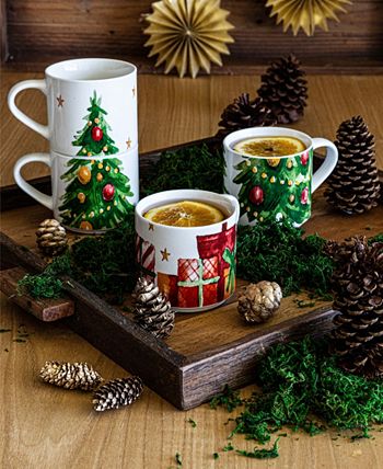 over&back Christmas Tree Stackable Mugs, Set of 4 - Macy's