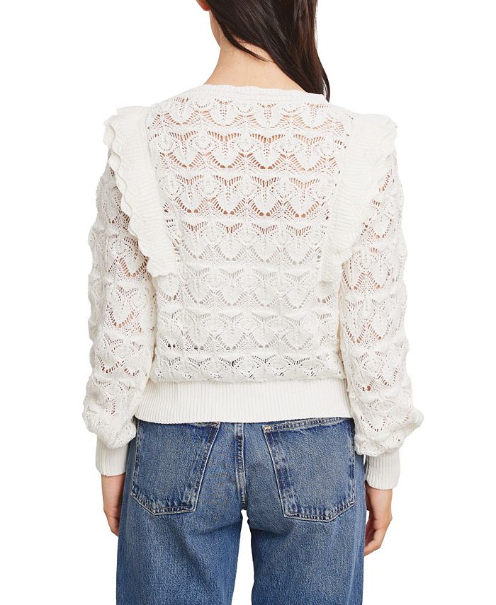 Fever Women's Pointelle Ruffle Sweater - Macy's