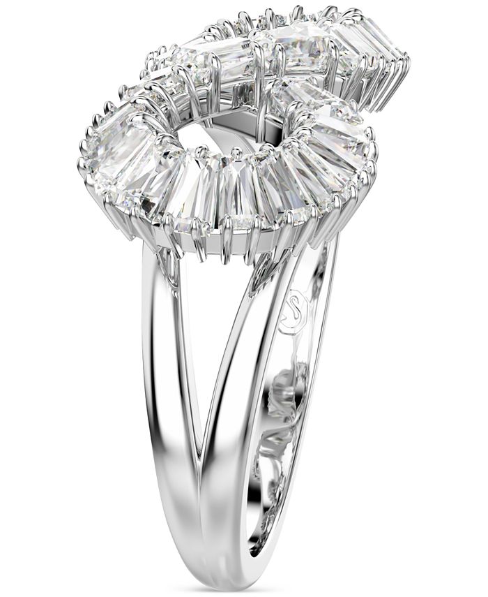 Swarovski Rhodium-Plated Baguette Crystal Infinity Statement Ring - Macy's