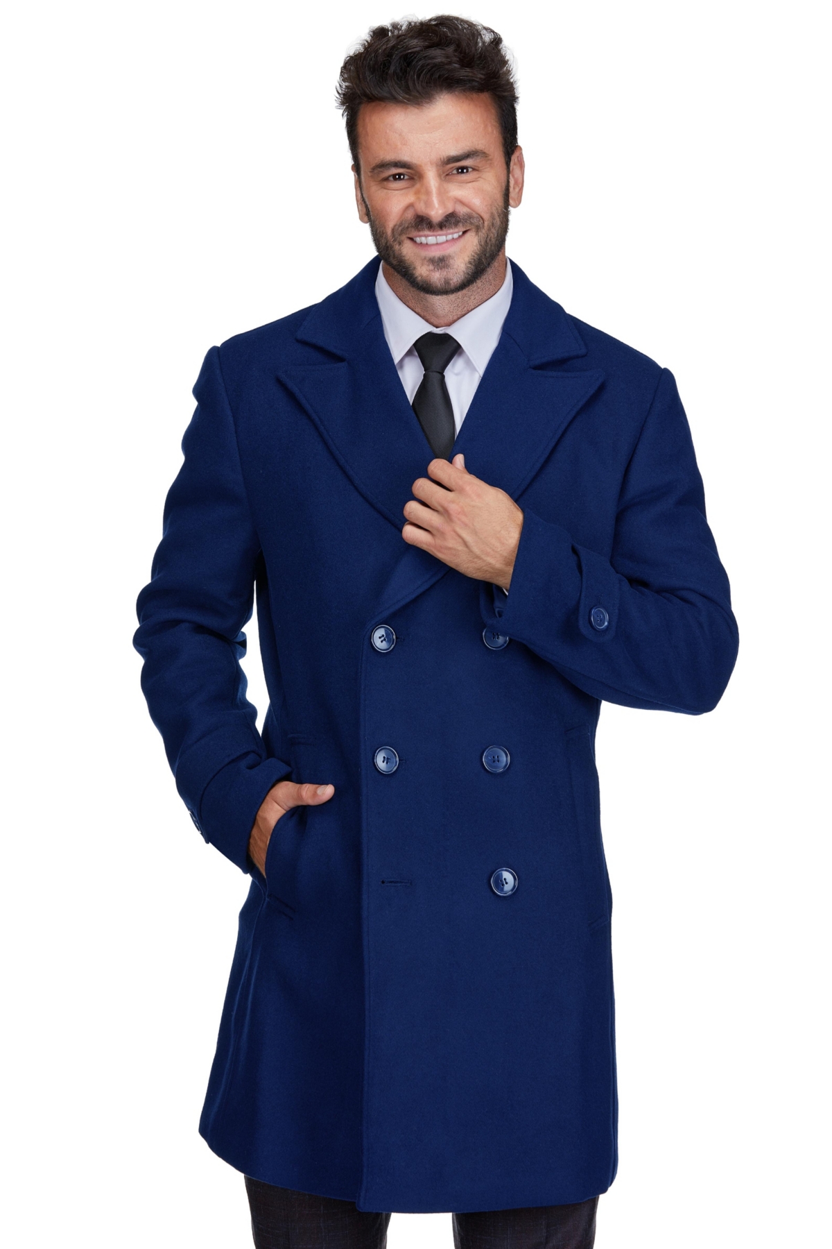 Click here for Braveman Mens Double Breasted Pea Coat Wool Blend... prices