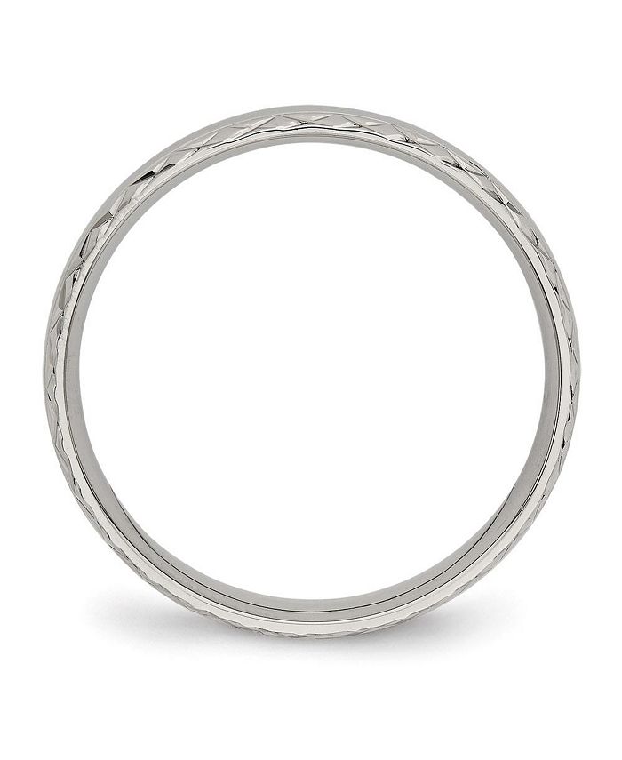 Chisel Stainless Steel Satin Criss Cross 5mm Grooved Band Ring - Macy's