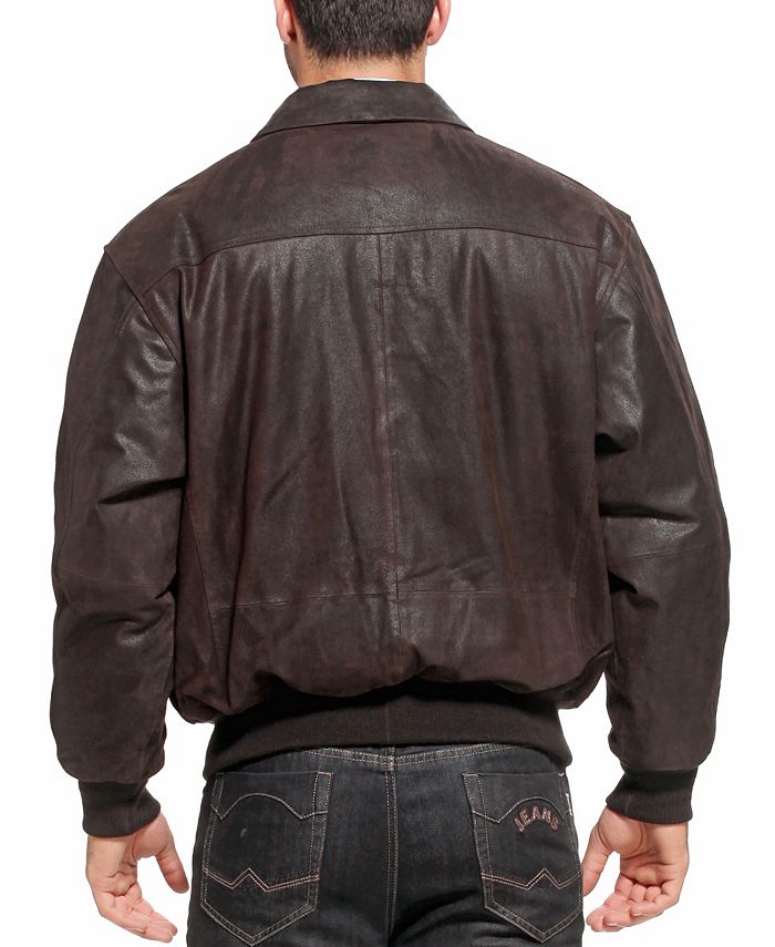 Landing Leathers Men A-2 Distressed Leather Flight Bomber Jacket - Tall ...