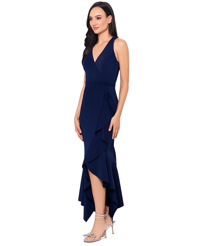 XSCAPE Women's V-Neck Sleeveless Ruffled High-Low Dress - Macy's