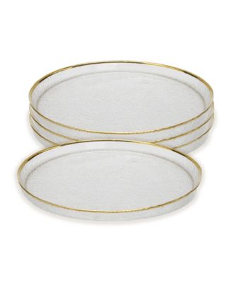 Classic Touch Pebbled Glass Dinner Plates Raised Rim with Border, Set ...