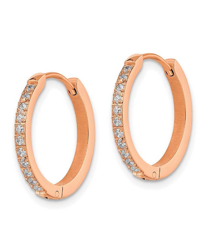 Chisel Stainless Steel Rose plated Crystal Hinged Hoop Earrings - Macy's