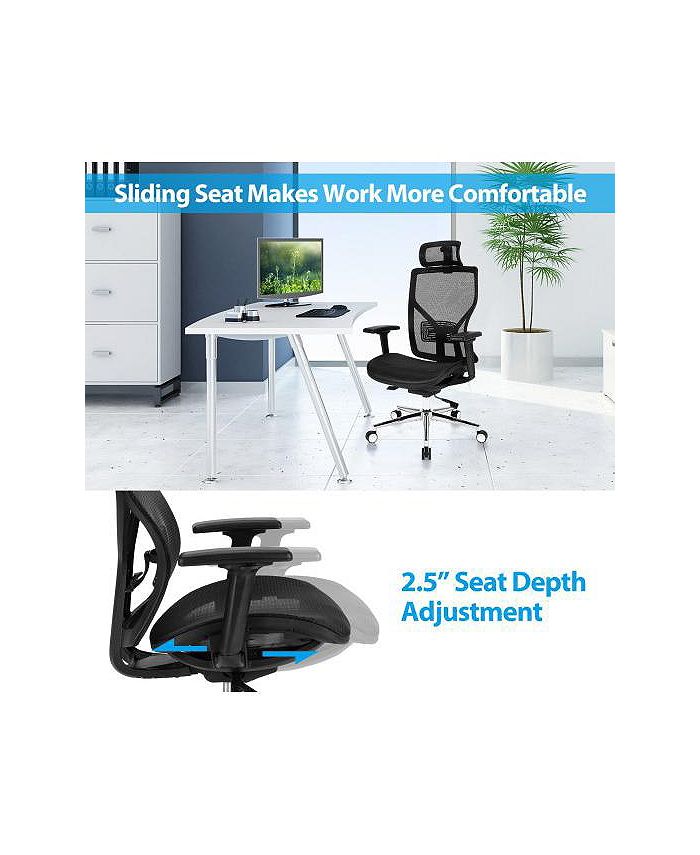 Slickblue High-Back Mesh Executive Chair with Sliding Seat and ...