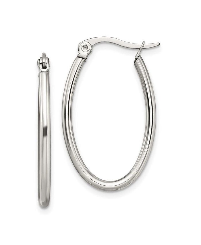 Chisel Stainless Steel Polished Diameter Oval Hoop Earrings - Macy's
