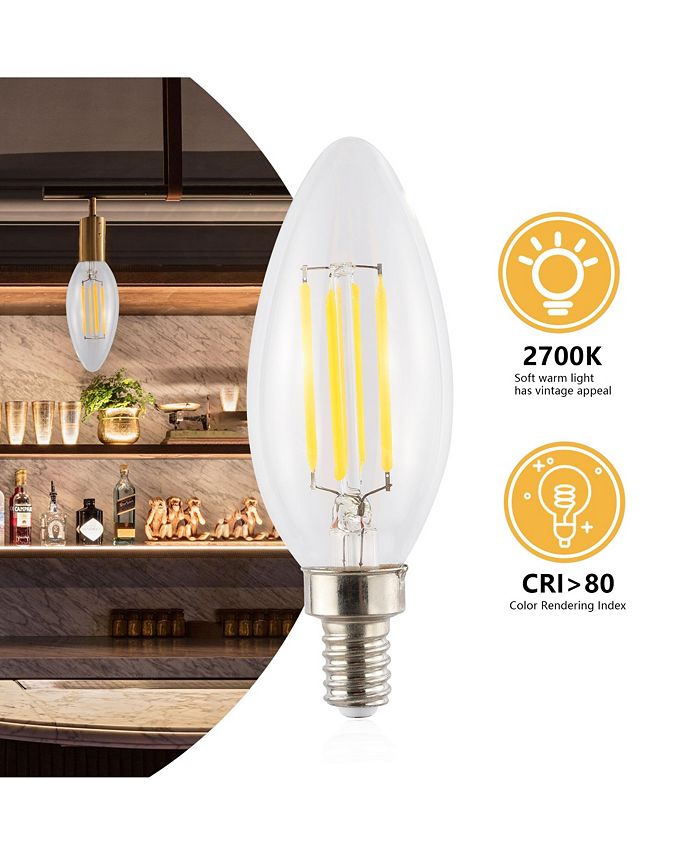 Jonathan Y Vintage Like Non-Dimmable C35 4-Watt LED Edison Glass Bulbs ...