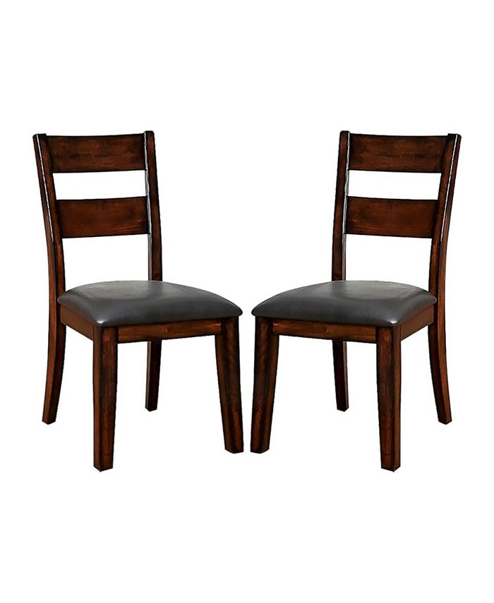 Simple Relax Set of 2 Faux Leather and Wood Dining Side Chairs in Dark ...