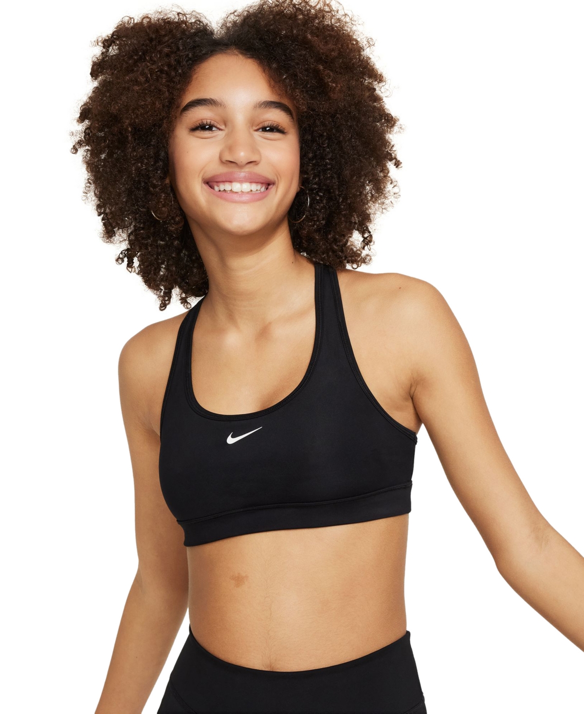 Click here for Nike Big Girls Swoosh Sports Bra - Black/white prices