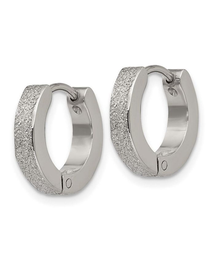Chisel Stainless Steel Polished and Sandblasted Hinged Hoop Earrings ...