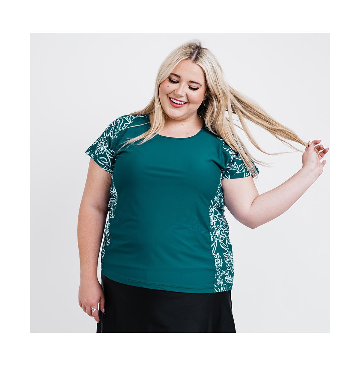 Click here for Calypsa Plus Size Loose Fit Adele Swim Top - Dark... prices