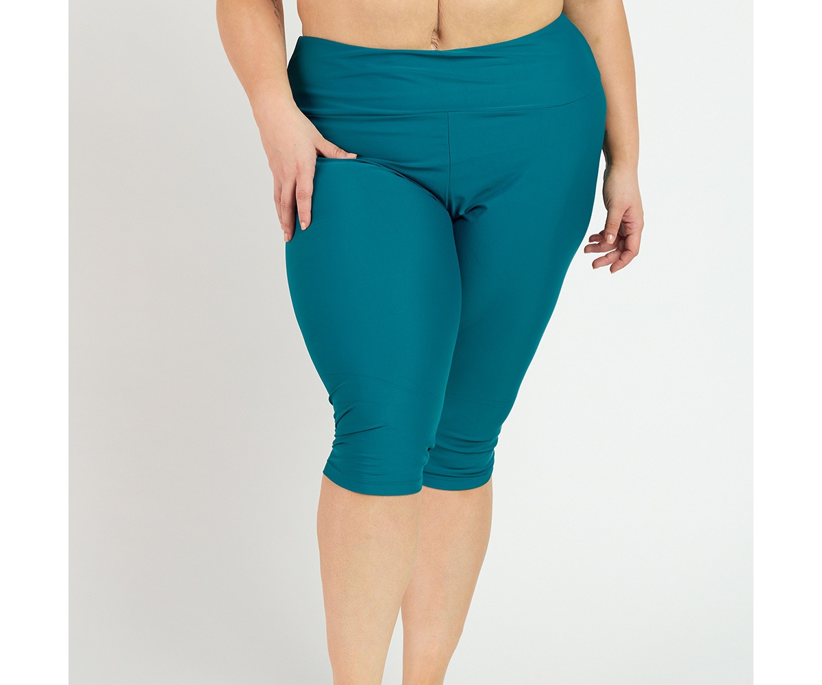 Click here for Calypsa Plus Size Capri Swim Leggings - Dark jade prices