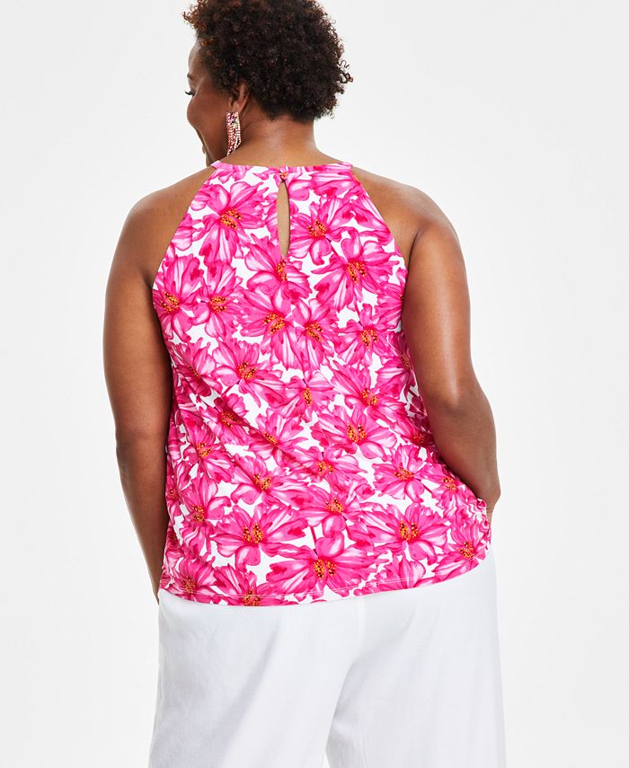 I N C International Concepts Plus Size Floral Print Halter Top