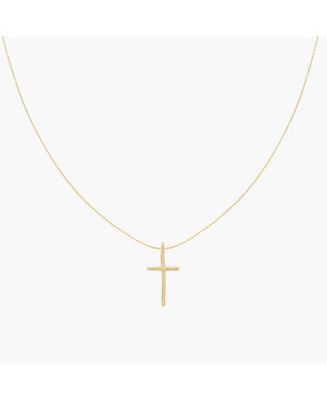 Sterling Silver 18k Gold Plated Ariel Cross Necklace Everyday Wear - Macy's