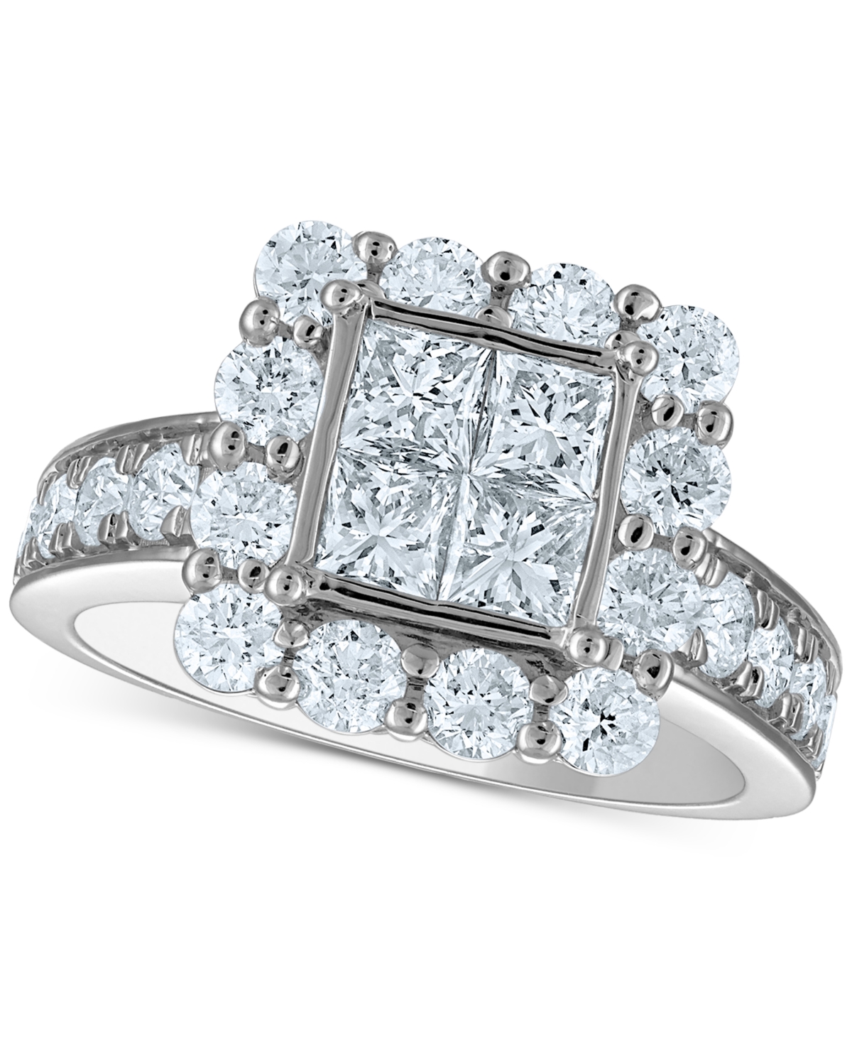 Click here for Diamond Princess Quad Cluster Halo Engagement Ring... prices