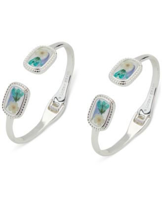 Lucky Brand Silver Tone Pressed Flower Cuff Bracelet Macy s