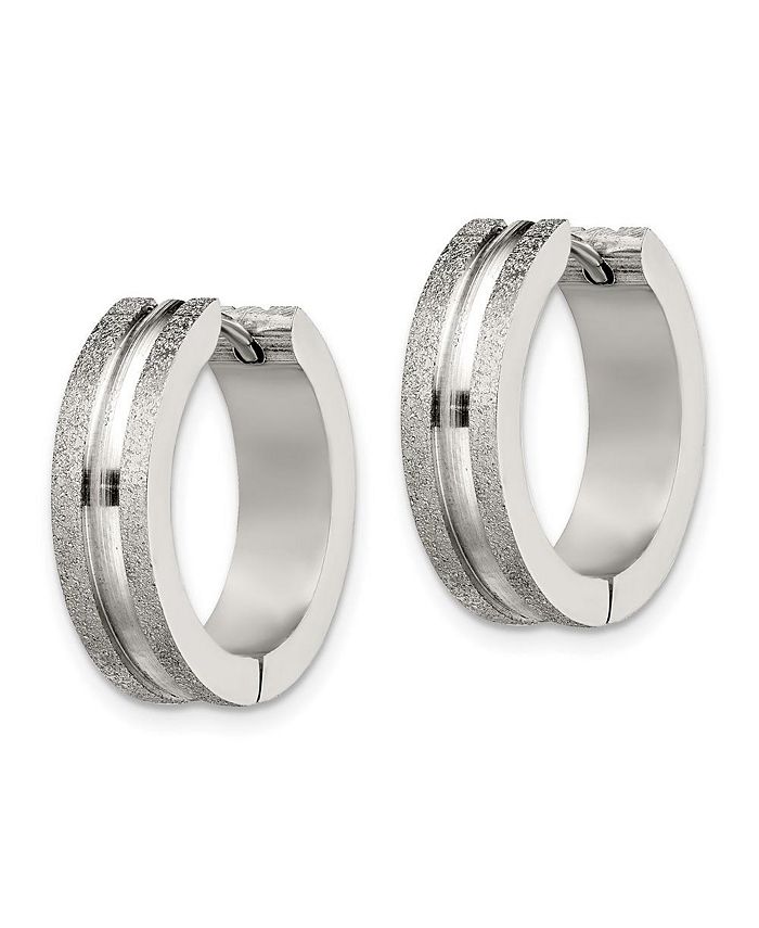Chisel Stainless Steel Polished Laser Cut Hinged Hoop Earrings - Macy's