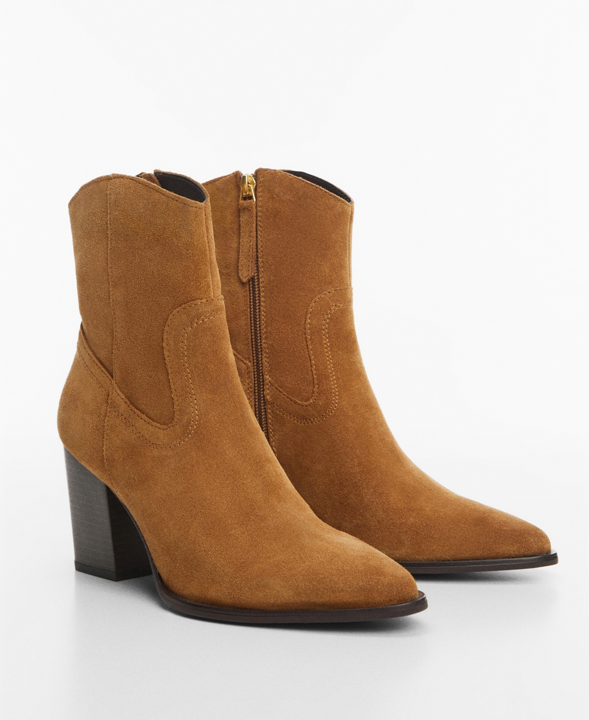 Click here for Mango Womens Heel Suede Ankle Boot - Brown prices