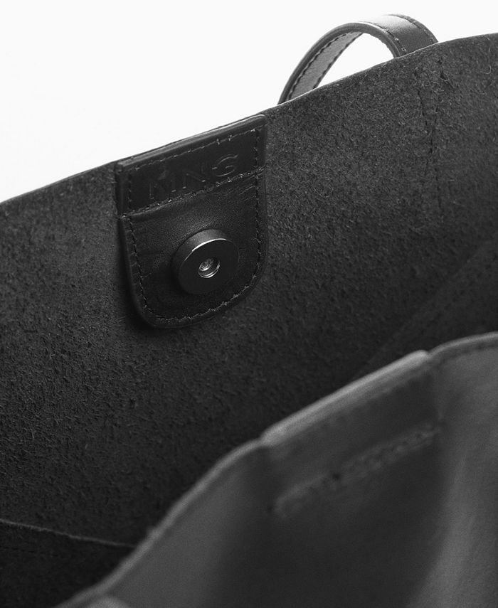 MANGO Women's Leather Shopper Bag - Macy's