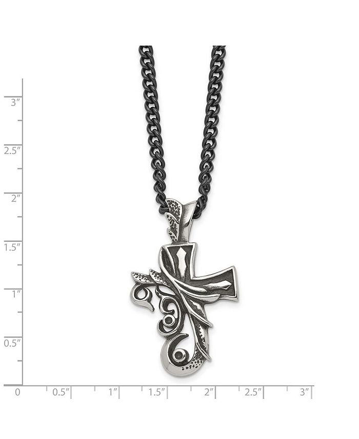 Chisel Antiqued Fancy Cross Pendant Curb Chain Necklace - Macy's