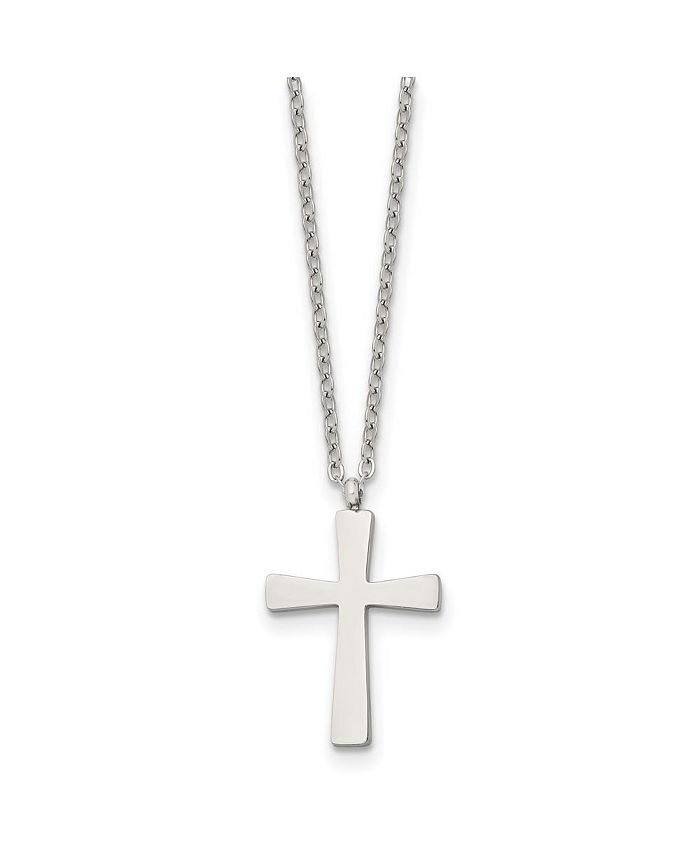 Chisel Polished Small Cross Pendant on a 18 inch Cable Chain Necklace ...