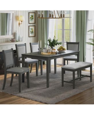 Simplie Fun Rustic Solid Wood Dining Table Set Kitchen Table Set with ...