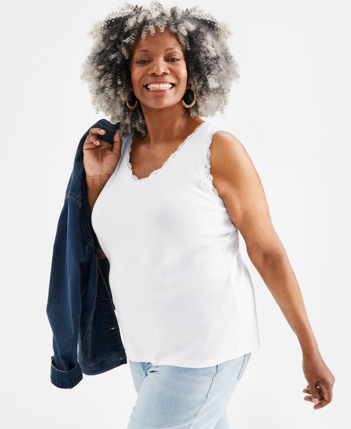 Click here for Style & Co Plus Size Lace-Trimmed Tank Top  Exclus... prices