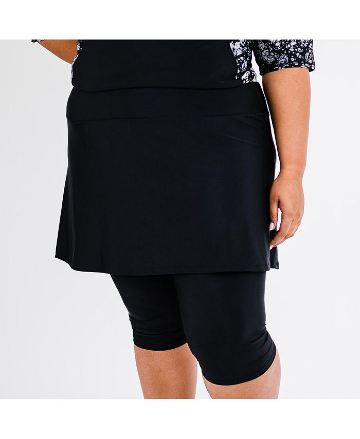 Calypsa Women's Plus Size Flared Swim Skort With Capri Leggings - Macy's