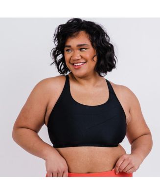 Calypsa Plus Size Racerback Swim Bra with Removable Cups - Macy's