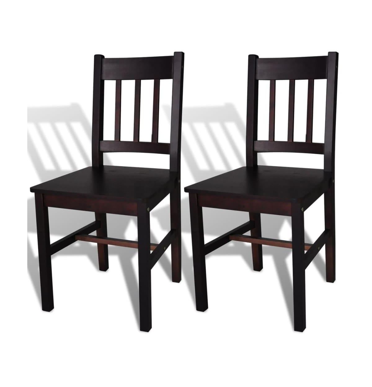 Click here for Dining Chairs 2 pcs Dark Brown Pinewood - Dark bro... prices