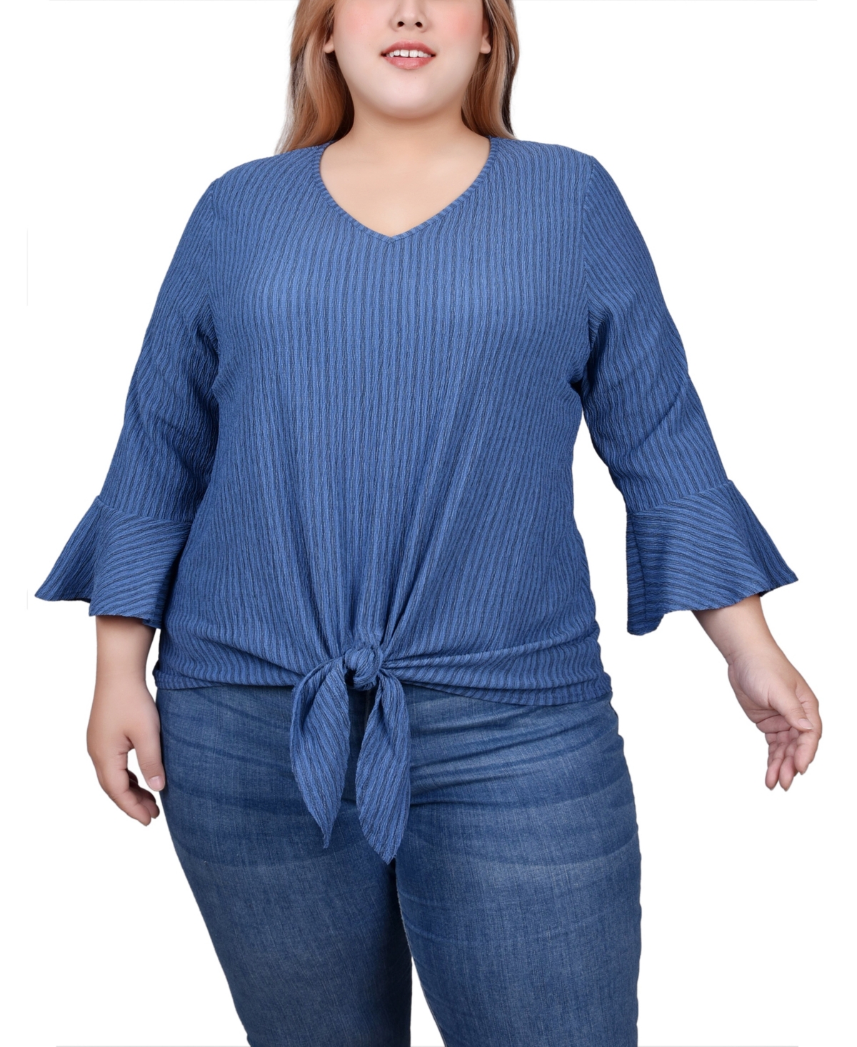 Click here for Ny Collection Plus Size 3/4 Bell Sleeve Textured K... prices