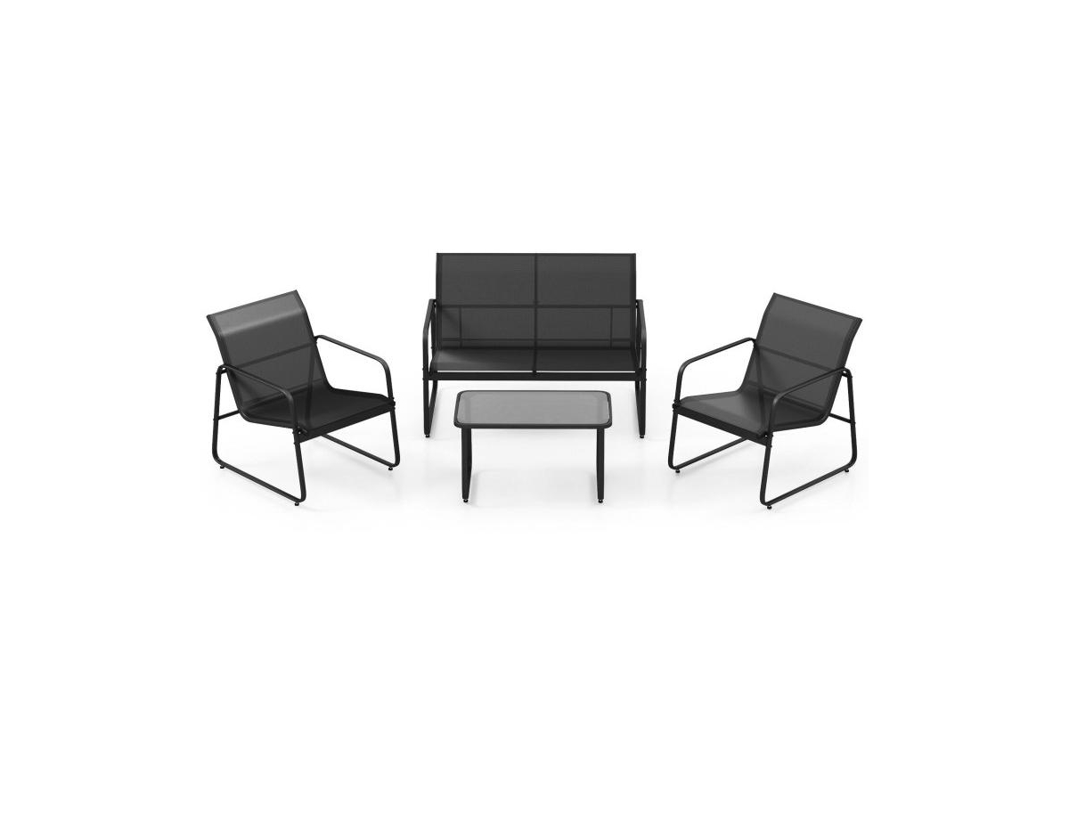 Click here for 4 Pieces Outdoor Conversation Set with Tempered Gl... prices