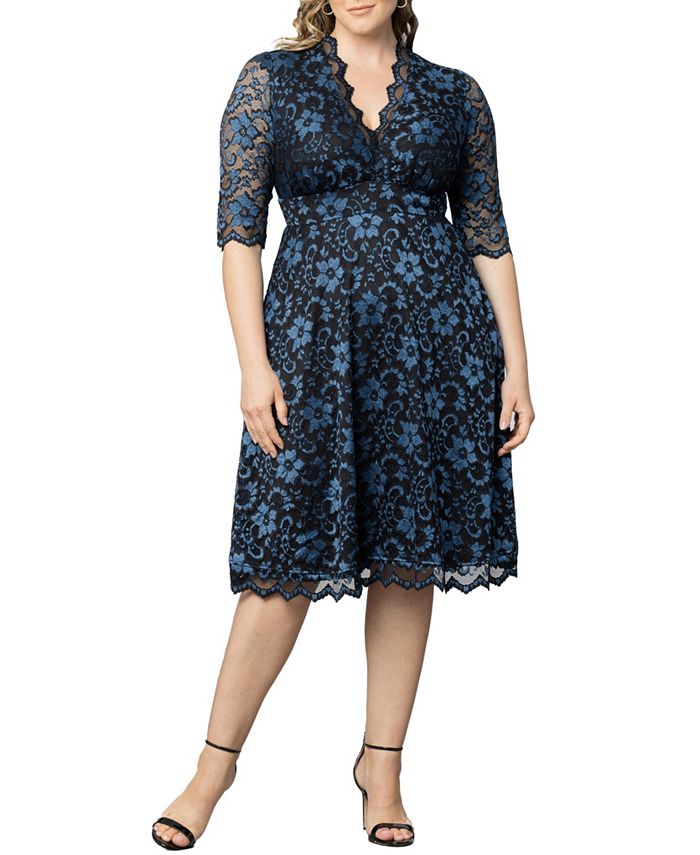 Kiyonna Womens Plus Size Mon Cherie Floral Lace Cocktail Dress Macys