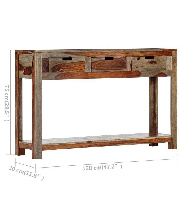 vidaXL Console Table with 3 Drawers 47.2"x11.8"x29.5" Solid Sheesham ...