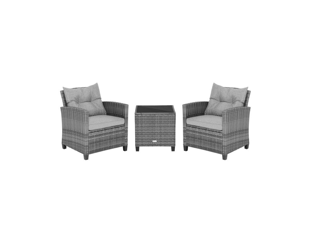 Click here for Slickblue 3 Pieces Outdoor Wicker Conversation Set... prices