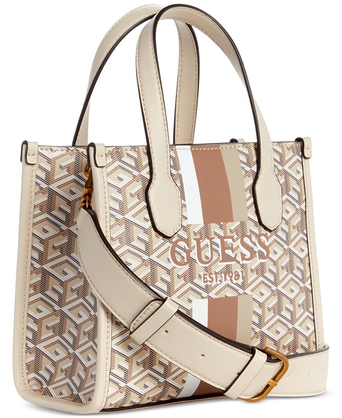GUESS Silvana G Cube Monogram Mini Double Compartment Crossbody Tote ...