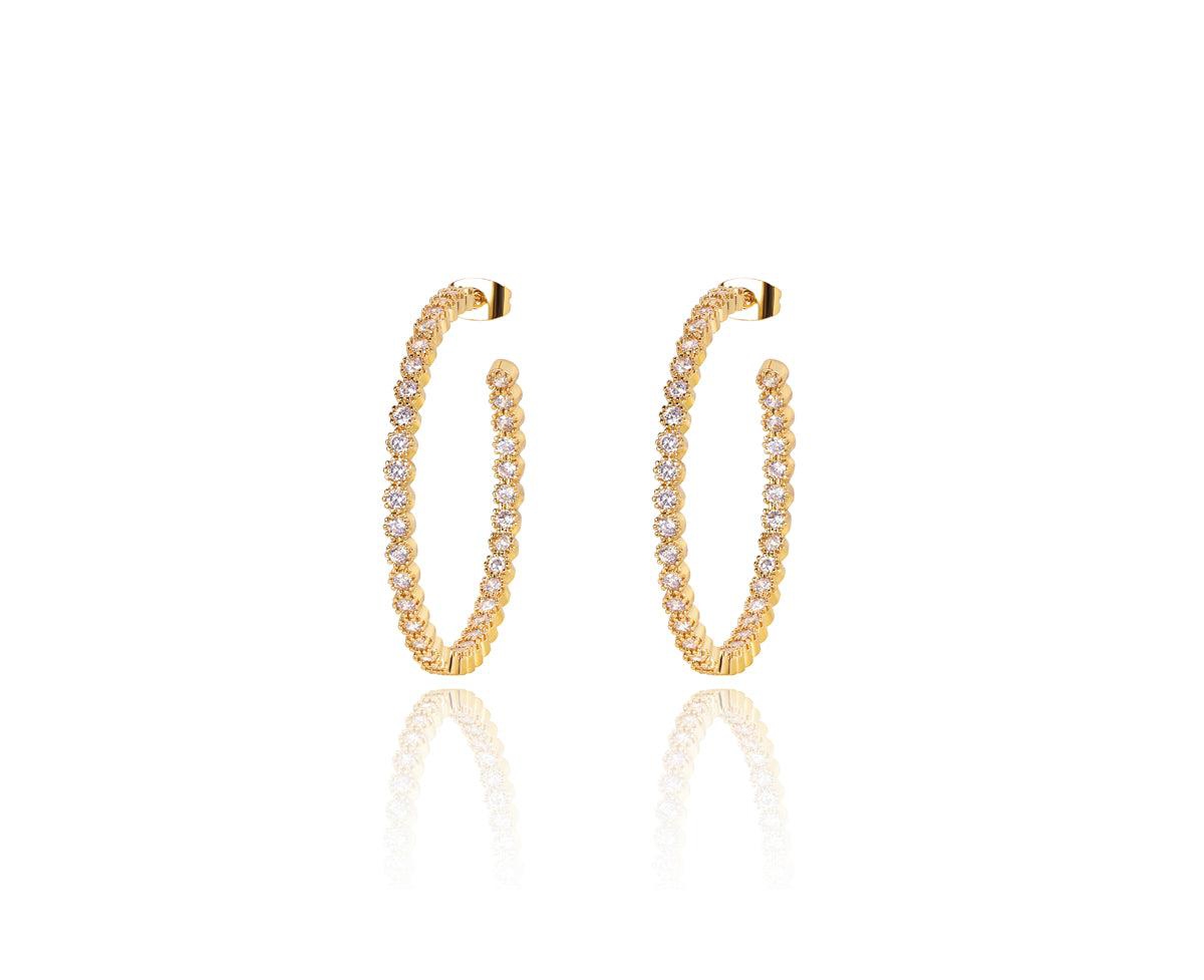 Click here for Cubic Zirconia Hoop Earrings - Gold prices