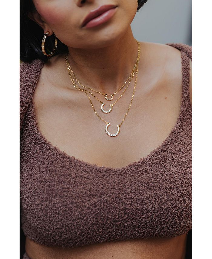 KC Chic Designs 316L Slayer Gold-Tone Crystal Horseshoe Necklace Trio ...