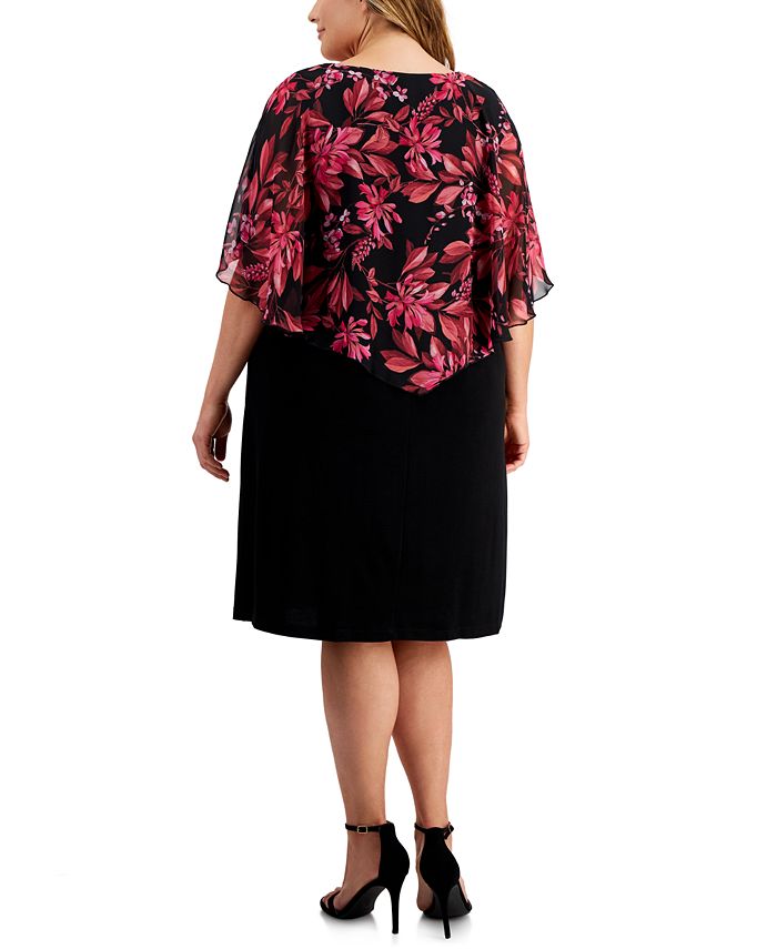 Connected Plus Size Cape-Overlay Sheath Dress - Macy's