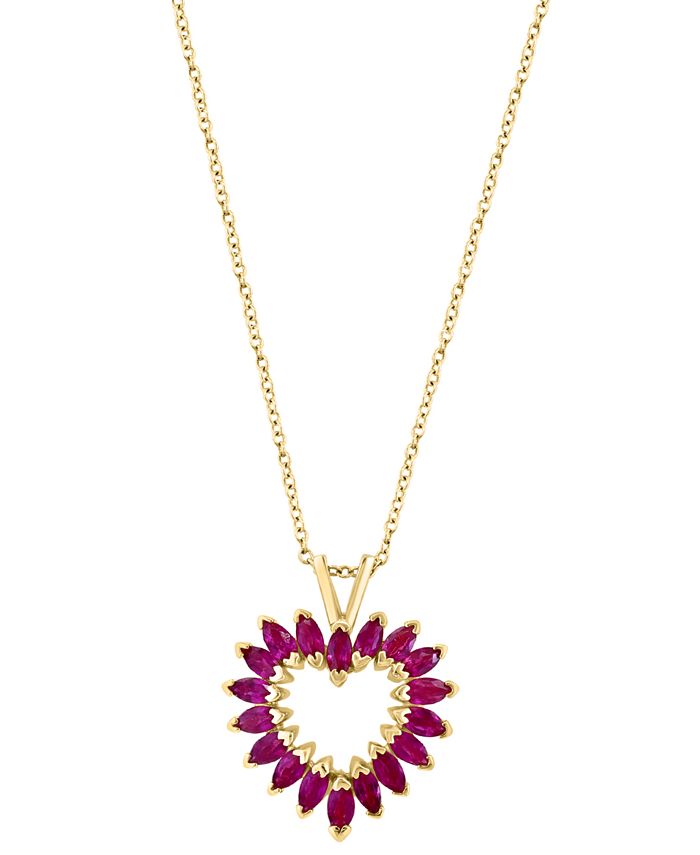 EFFY Collection EFFY® Ruby Marquise Heart 18" Pendant Necklace (1-5/8 ...