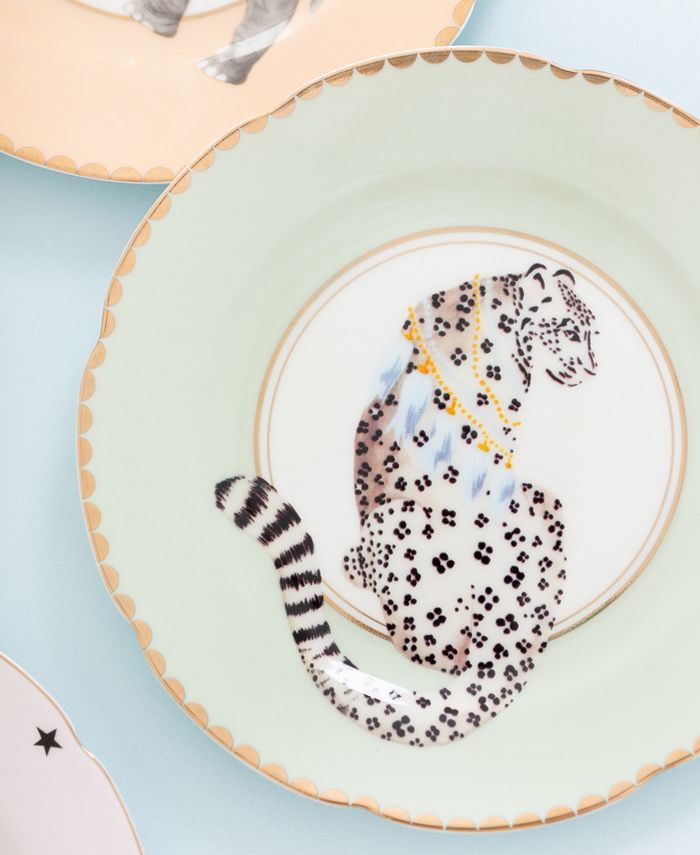 Yvonne Ellen Tiger, Leopard, Elephant, Parrot Tea Plates, Set of 4 - Macy's