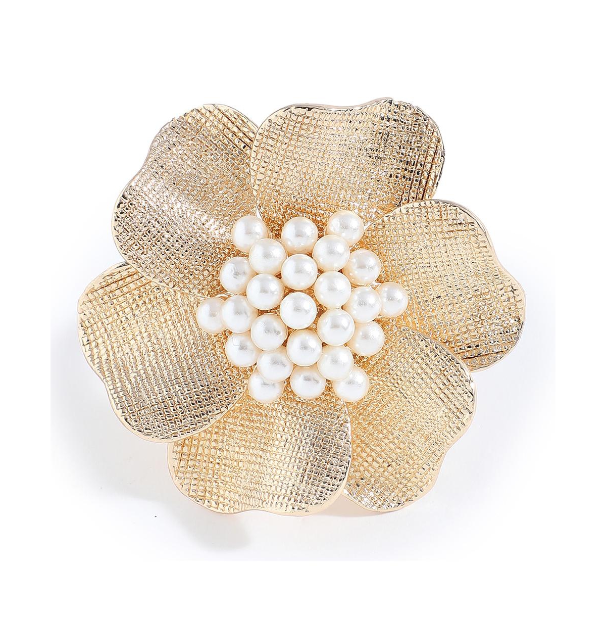 Click here for Sohi Womens Gold Metallic Flora Statement Ring - G... prices