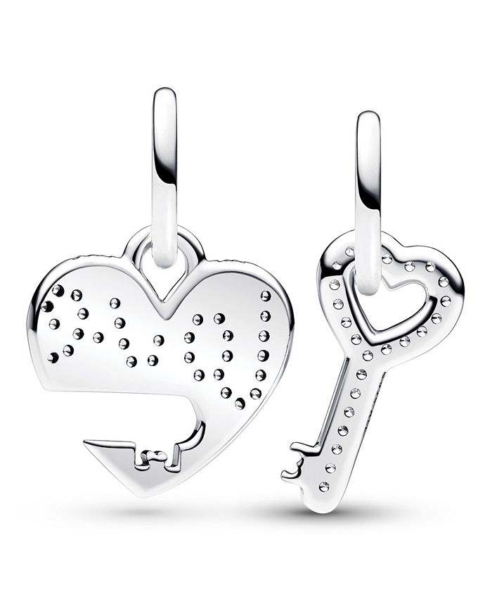 Pandora Sterling Silver Love Heart and Key Splittable Charm - Macy's