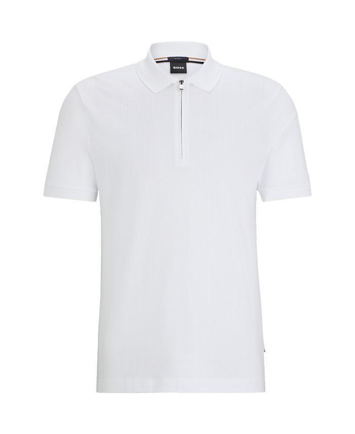 Hugo Boss Men's Zip Placket Slim-Fit Polo Shirt - Macy's