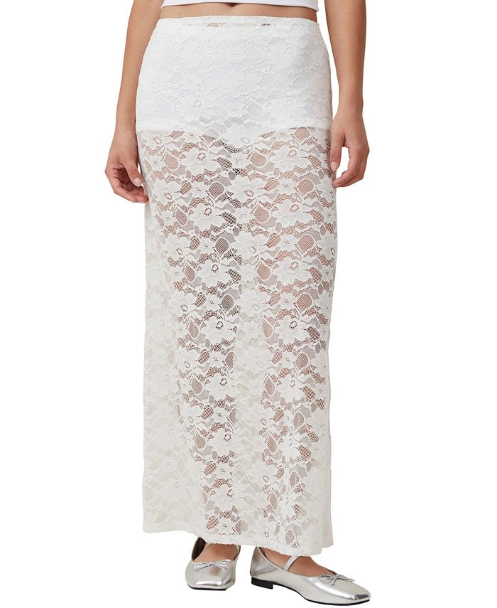 COTTON ON Women's Lace Slip Maxi Skirt - Macy's