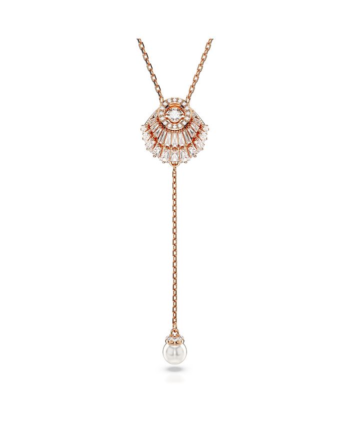 Swarovski Shell, White, Rose Gold-Tone Idyllia Y Pendant Necklace - Macy's
