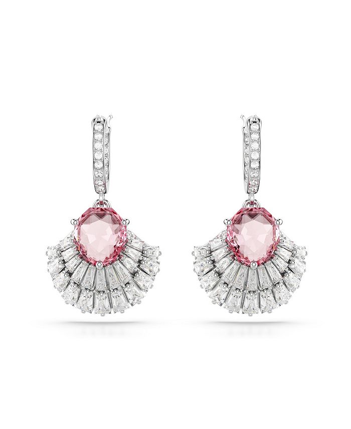 Swarovski Shell, Pink, Rhodium Plated Idyllia Drop Earrings - Macy's