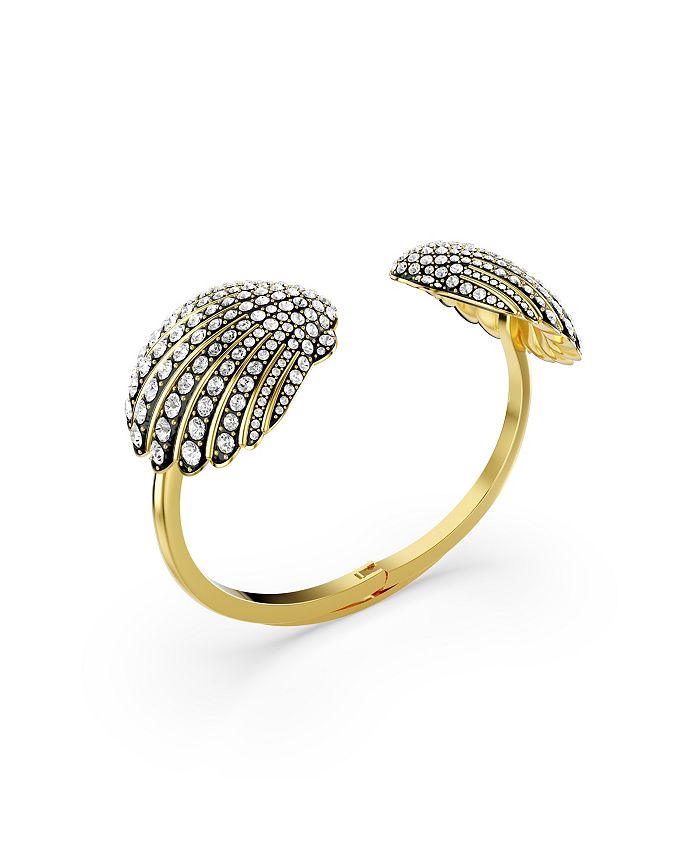 Swarovski Shell, White, Gold-Tone Idyllia Bangle Bracelet - Macy's