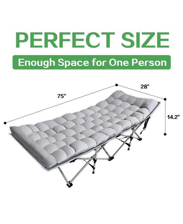 SUGIFT Folding Camping Cot with Removable Cotton Mattress for Office ...